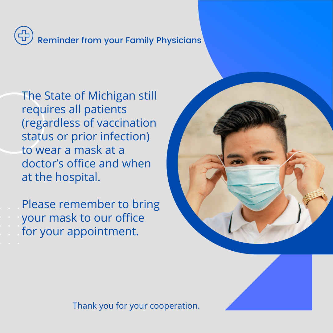 Reminder to bring your mask – Cadillac Family Physicians